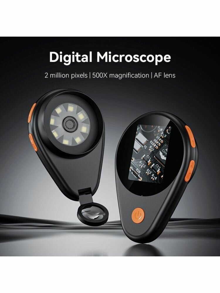 Цифровой USB-микроскоп 500× с автофокусом и LED-подсветкой, для пайки и исследований, черный