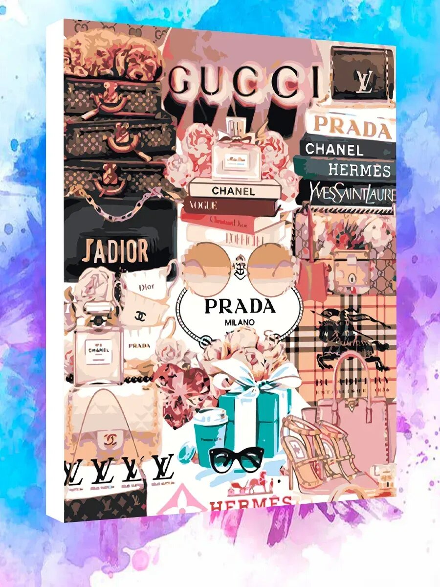 Картина по номерам GUCCI PRADA CHANEL Louis Vuitton Бренды