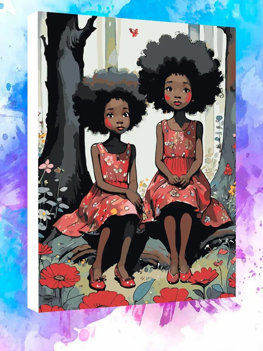 Картина по номерам Негритянка Афро Девочка Девушка Дети