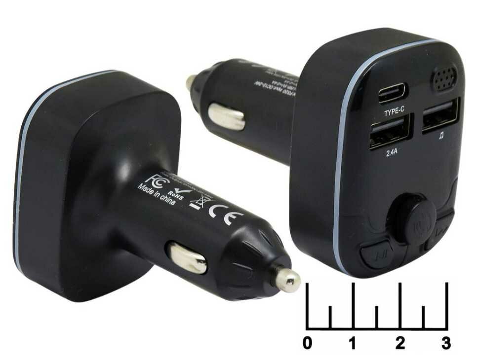 Модулятор MP3/FM/micro SD/2USB/Type C FaizFull FS20 + bluetooth 5V 2.4A