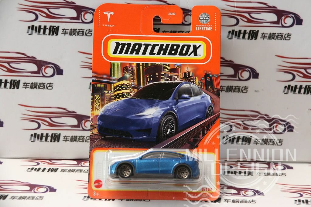 Matchbox 1:64, литой автомобиль, модель машинки(TESLA MODEL Y синий)