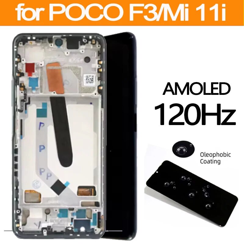 Оригинальный AMOLED 6,67 дюйма, 120 Гц, замена для Xiaomi POCO F3 M2012K11AG, ЖК-дисплей, сенсорный экран для Mi 11i M2012K11G