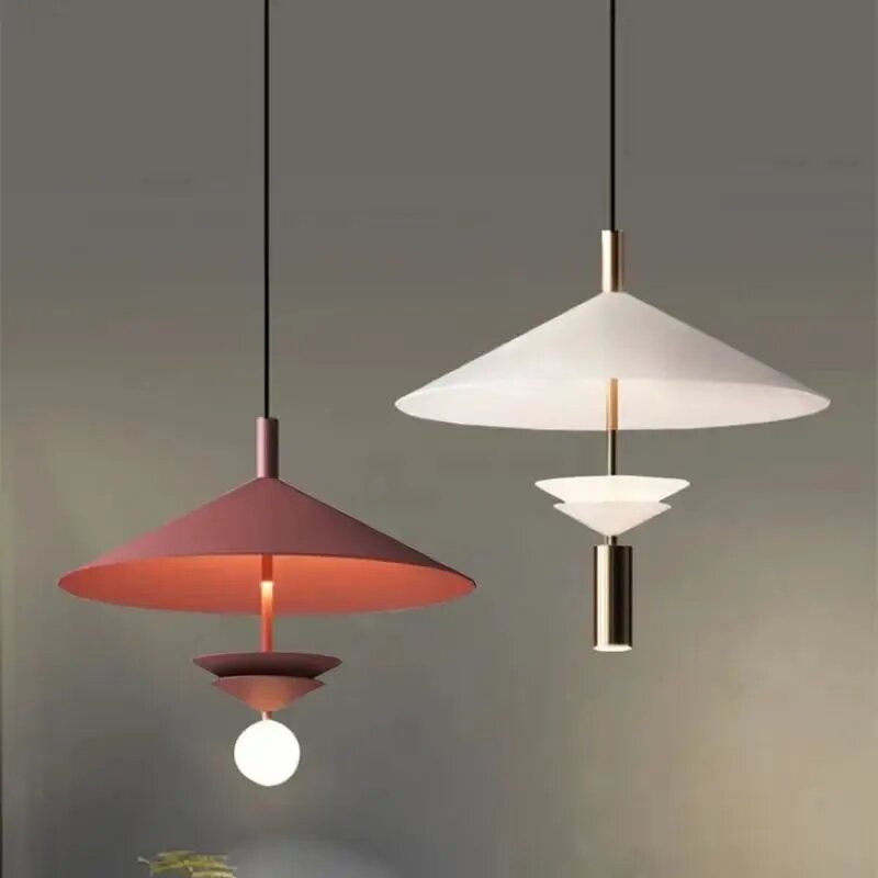 Люстра LED, подвесная, металл, 350x350x350 мм, красный/белый