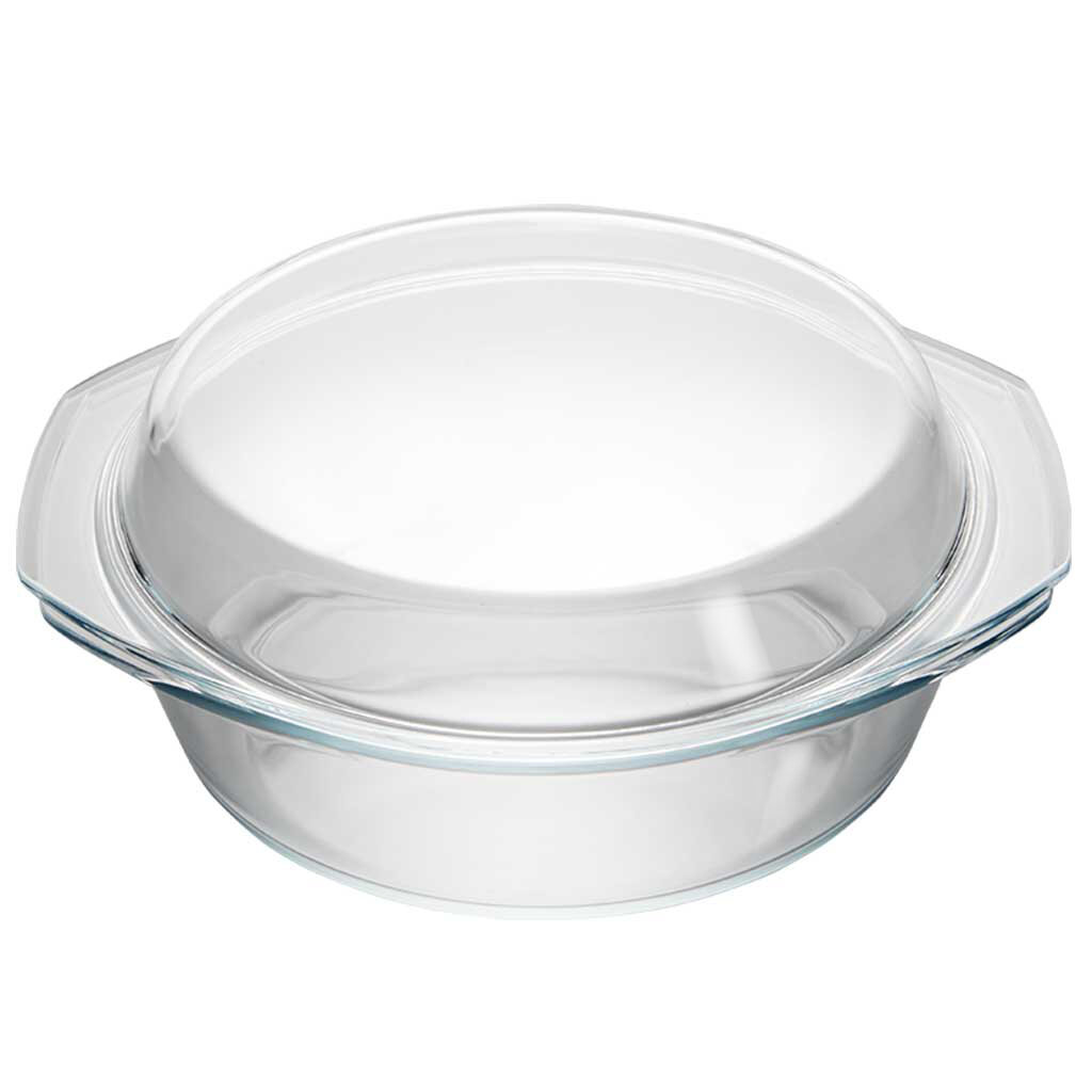 Круглая кастрюля с крышкой Забава РК-513 из термостойкого стекла 3.2 л