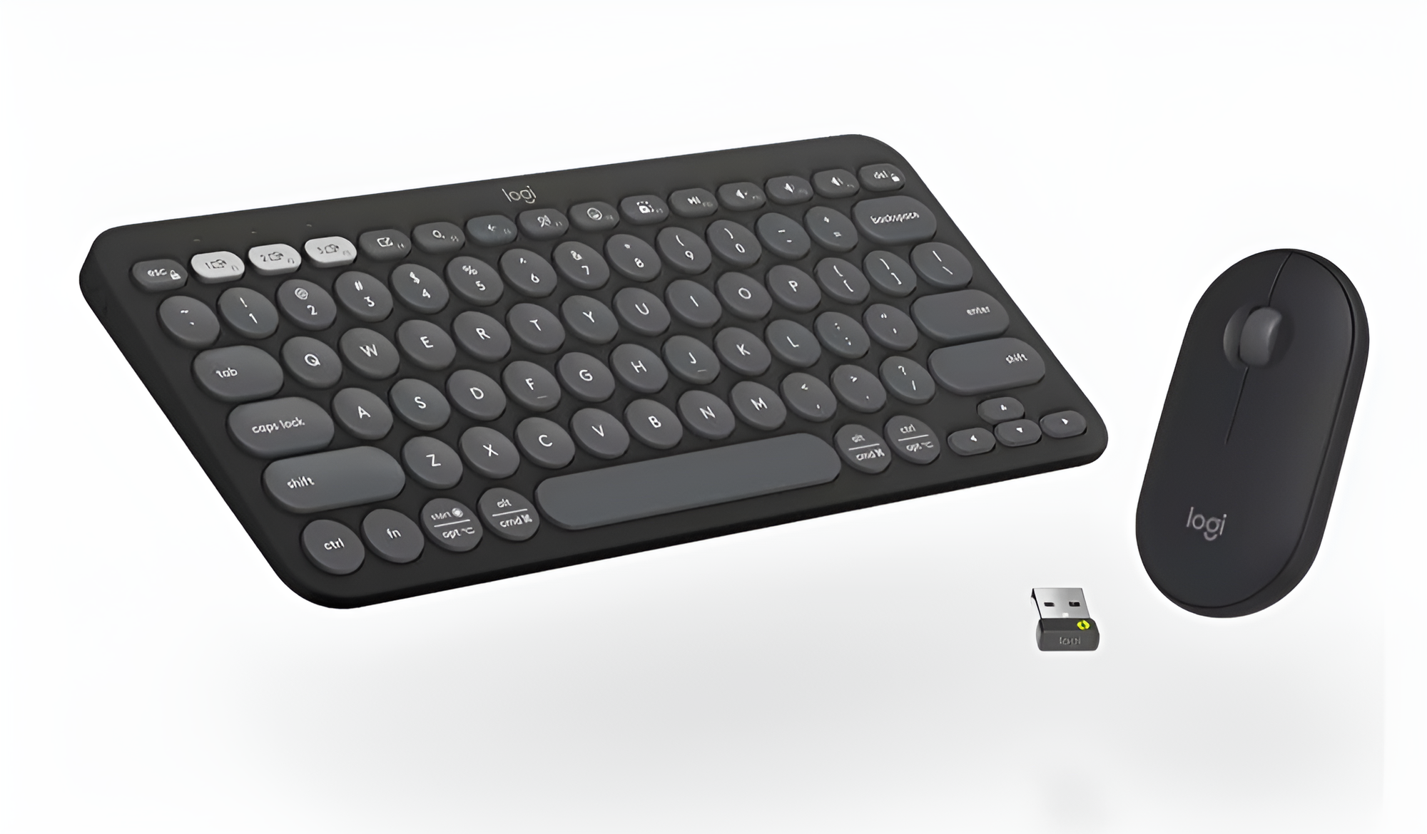 Комплект клавиатура+мышь Logitech "Pebble 2", беспроводная, черная