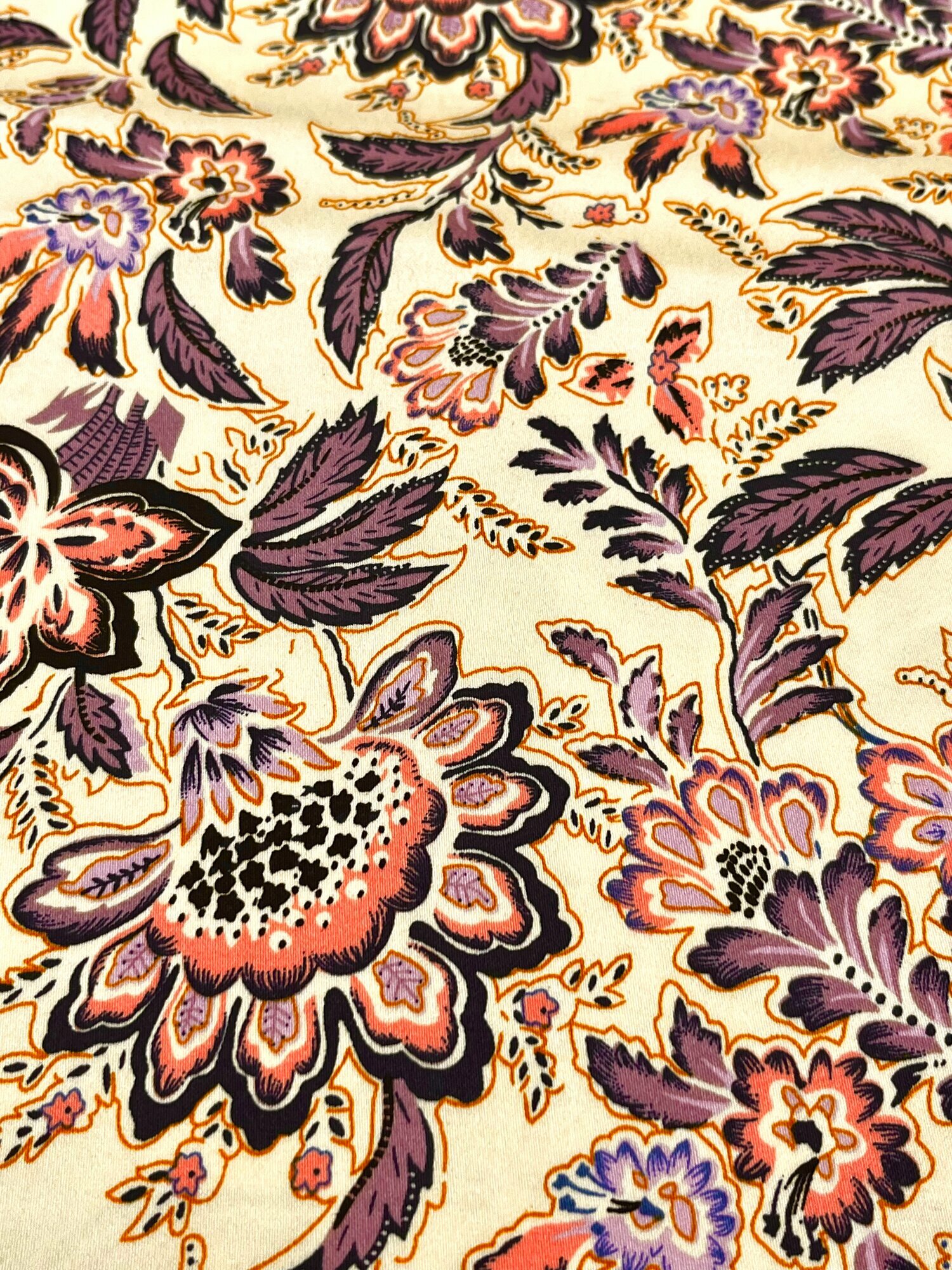 Ткань плательная с цветочным узором, 97% хлопок, плотность 265гр, любой метраж кратный 1 м