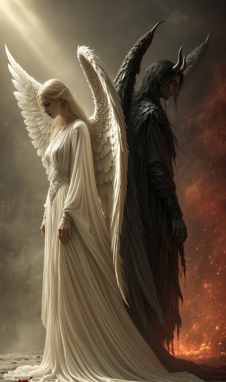 Алмазная живопись "Ангелы и демоны", 5D, круглая, 40x50 см. Производитель: Brose Art.