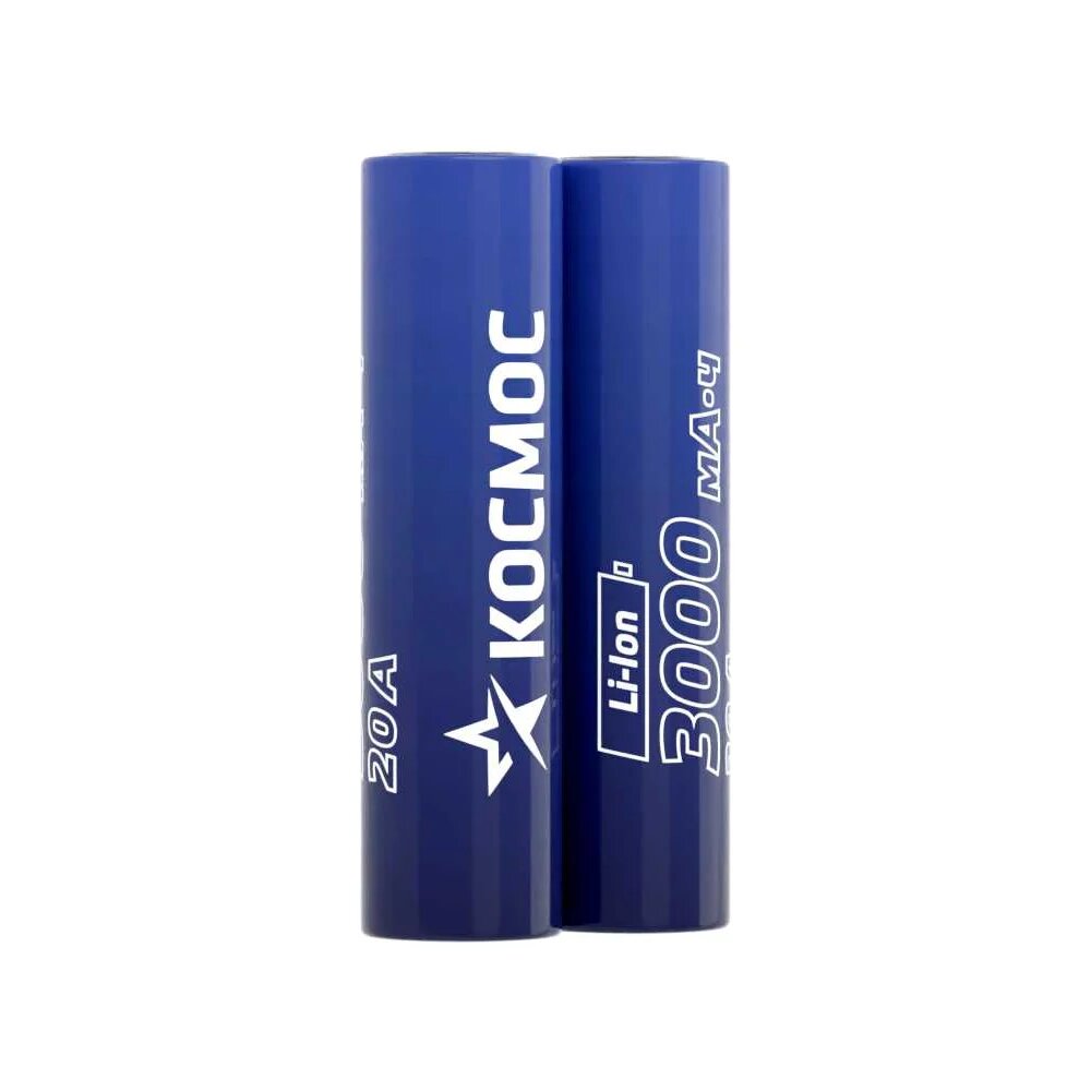 Аккумулятор космос 18650 Li-ion 3000 mAh без защиты с плоским контактом, 2 шт шринк, KOC18650Li30FLS2