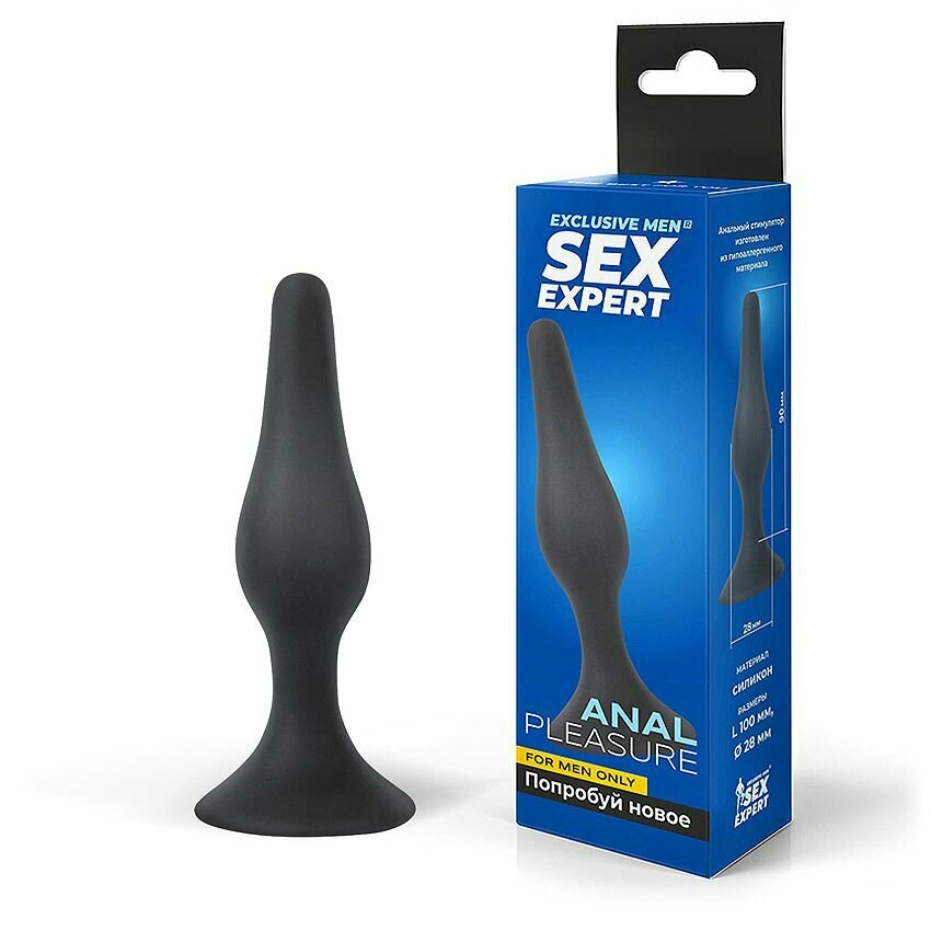 Анальный плаг, анальный конус, SOFT силикон, L 100 мм D 28 мм, черный, 1 шт.