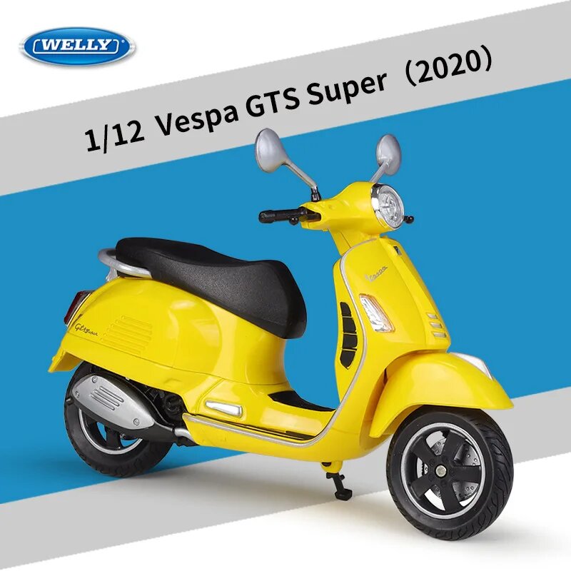 Welly 1:12 Vespa GTS Super (2020) желтый скутер