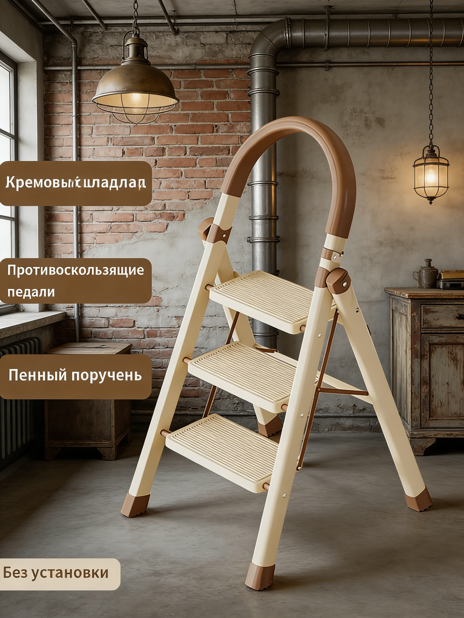 Домашняя стремянка, складная лестница, удобная ручка, противоскользящие ступени, компактная