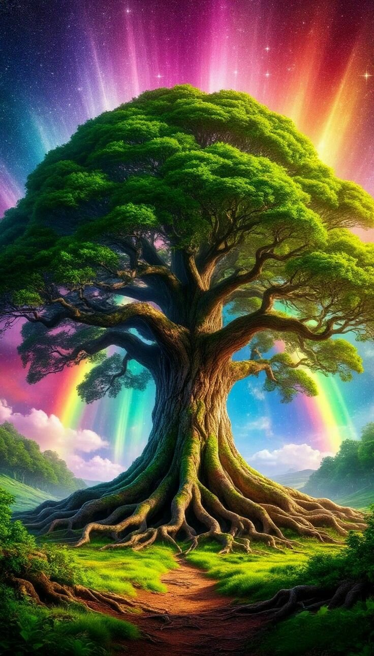 Алмазная живопись "Древо Жизни, Йога, Мифология, Индия", 5D, круглая, 40x50 см. Производитель: Brose Art.