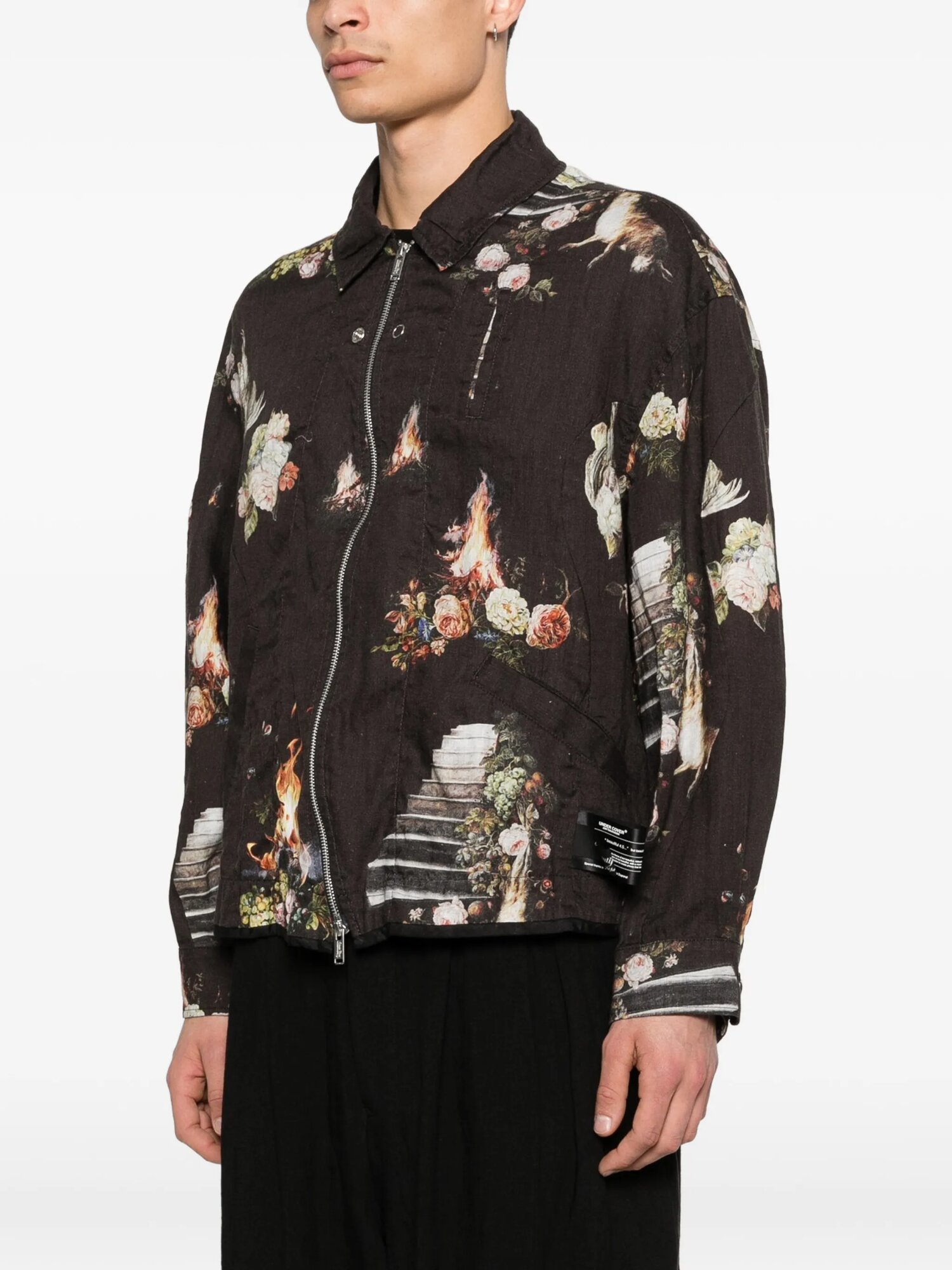 Куртка Undercover Floral-print bomber jacket, размер 2, коричневый — фото 1