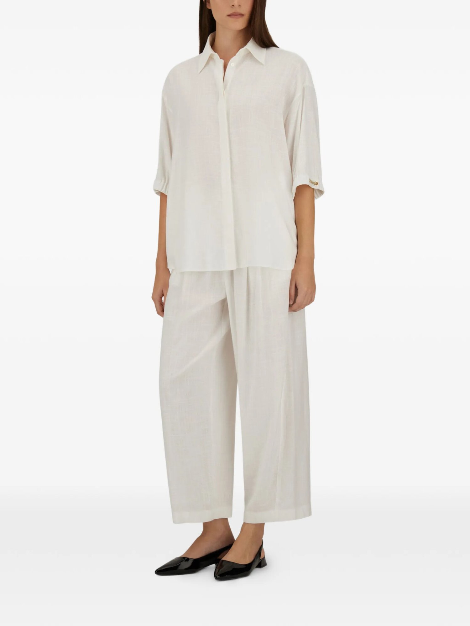 Брюки Herno Drawstring-detail trousers, размер 40, бежевый/белый — фото 1