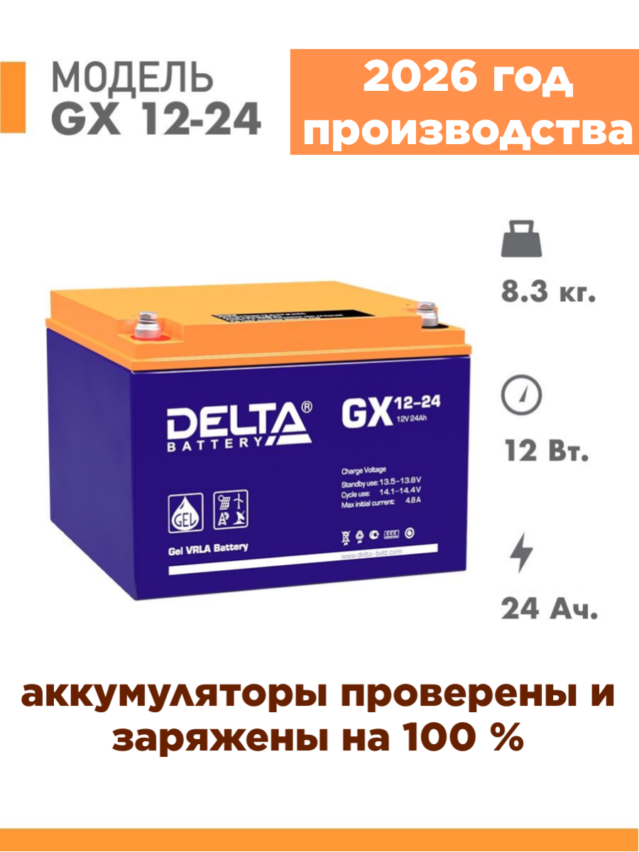 Аккумуляторная батарея Delta GX 12-24 (12V / 24Ah)