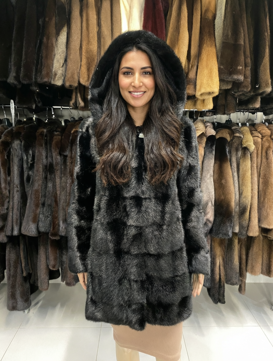 Транформер. Натуральная норка. Шуба. Чёрная 42-44 р.