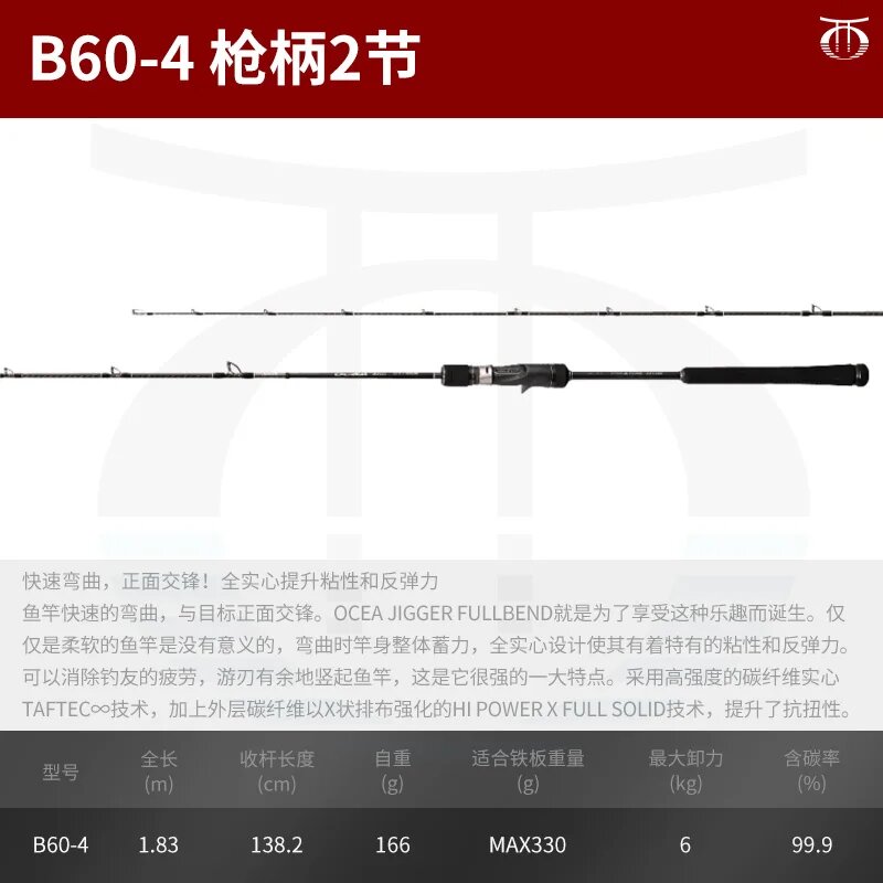 Удочка OCEA JIGGER FULLBEND из углерода 1,83 м Серый, B60-4-1.83m