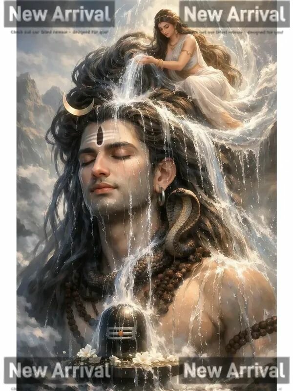 Картина "Холстная картина о Шиве и Ганга 40 х 60" 40x60 см