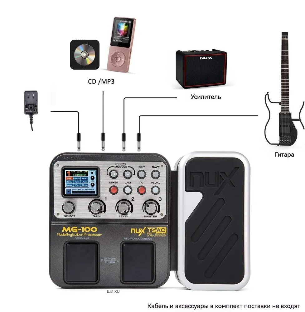 NUX MG-100 Guitar Multi Effects Pedal Modeling Processor 8 Modules Effects — фото 1