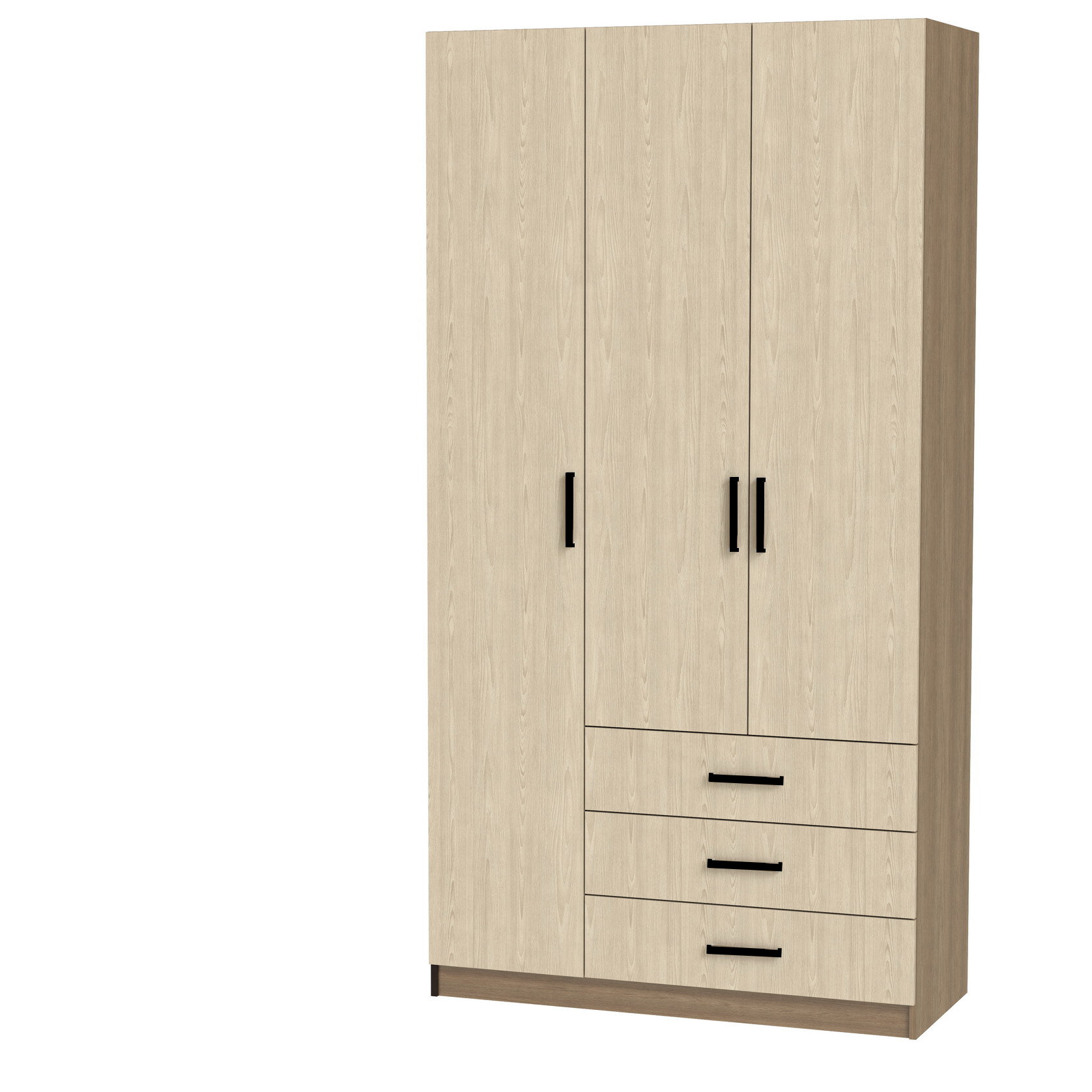 Шкаф-пенал для одежды ШК-3/9 ЛДСП/Феникс М-11 120/210/52 Шимо темный/Шимо светлый