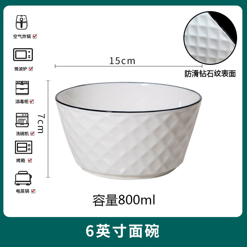 Набор керамической посуды для дома с вертикальным узором, нескользящий, простой и элегантный: миски, тарелки, блюда, миски для лапши и супа, тарелки для рыбы, свободно комбинируемый подарочный набор.