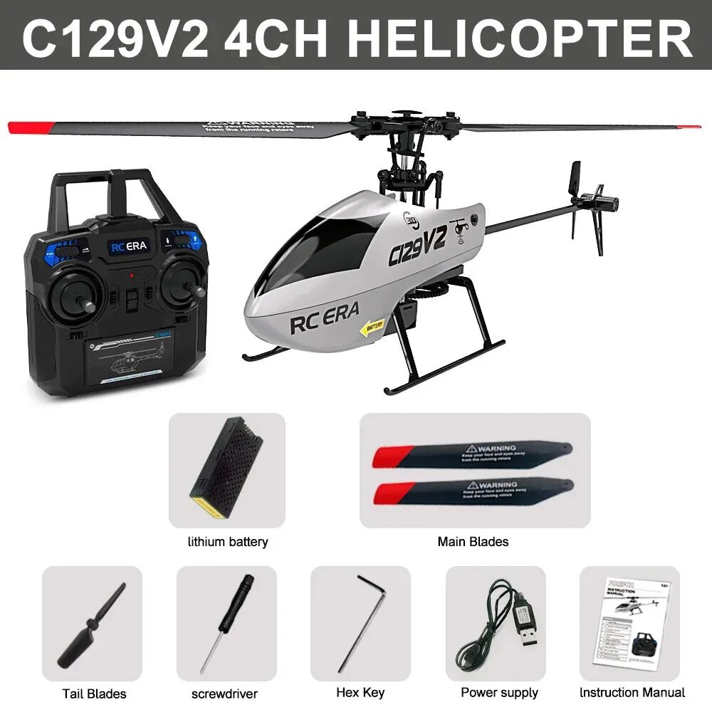 Вертолет RC ERA C129V2 4CH с двумя моторами, 15 минут полета, однокнопочный 3D переворот, симуляция контроля высоты, радиоуправляемый самолет