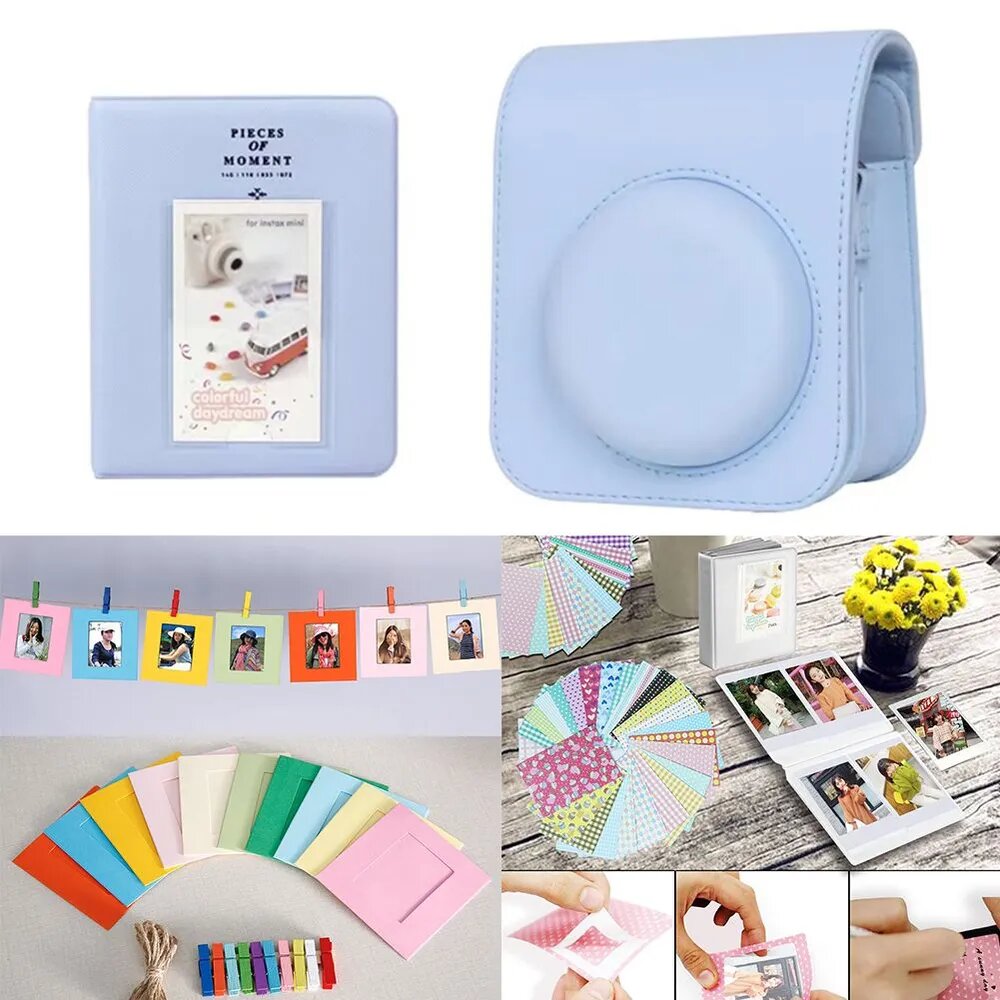 Синий набор аксессуаров для камеры Instax Mini 12 с чехлом, альбомом, рамками и фильтрами