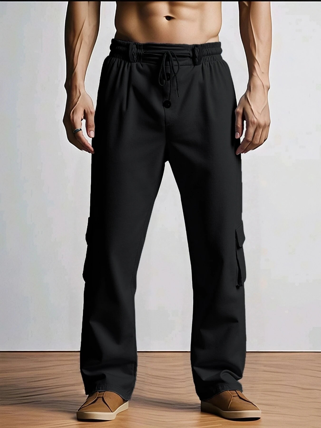 Мужские рабочие брюки полиэстер Черный, М, black