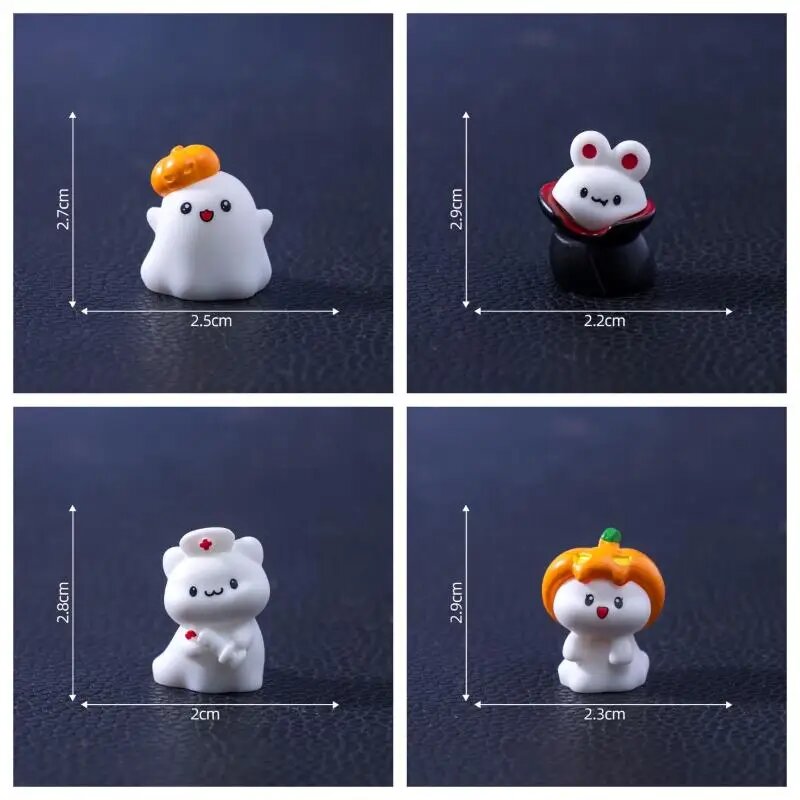 Миниатюрные фигурки-призраки из тыквы из смолы 4PCS