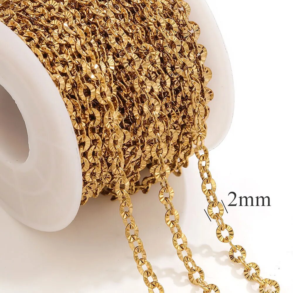 Кубинская цепочка из нержавеющей стали Elomia, позолоченная, 2 метра Z1345G2