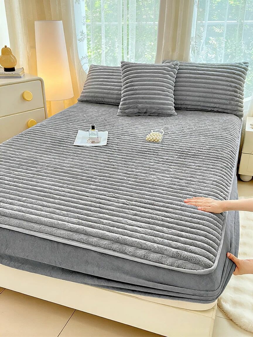 Фланелевый наматрасник из искусственного меха # Защитный чехол для матраса с эффектом подогрева