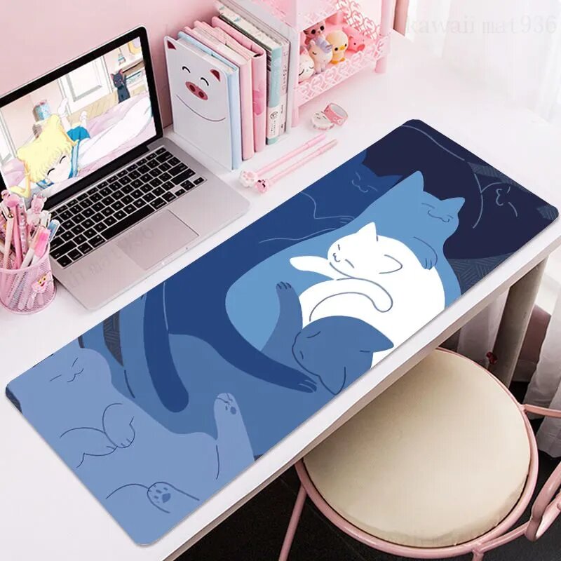 CUTE CAT Коврик для мышки, XXL, белый, синий