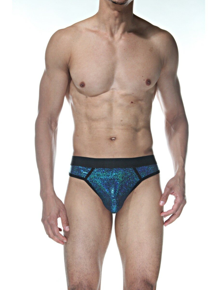 Мужские трусы стринги синие блестящие Don Moris DM102146 XL (50)