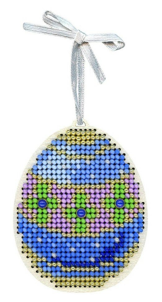 Набор для вышивания Щепка #О-185 Синее с золотом яйцо, Вышивка бисером, 6 х 8 см