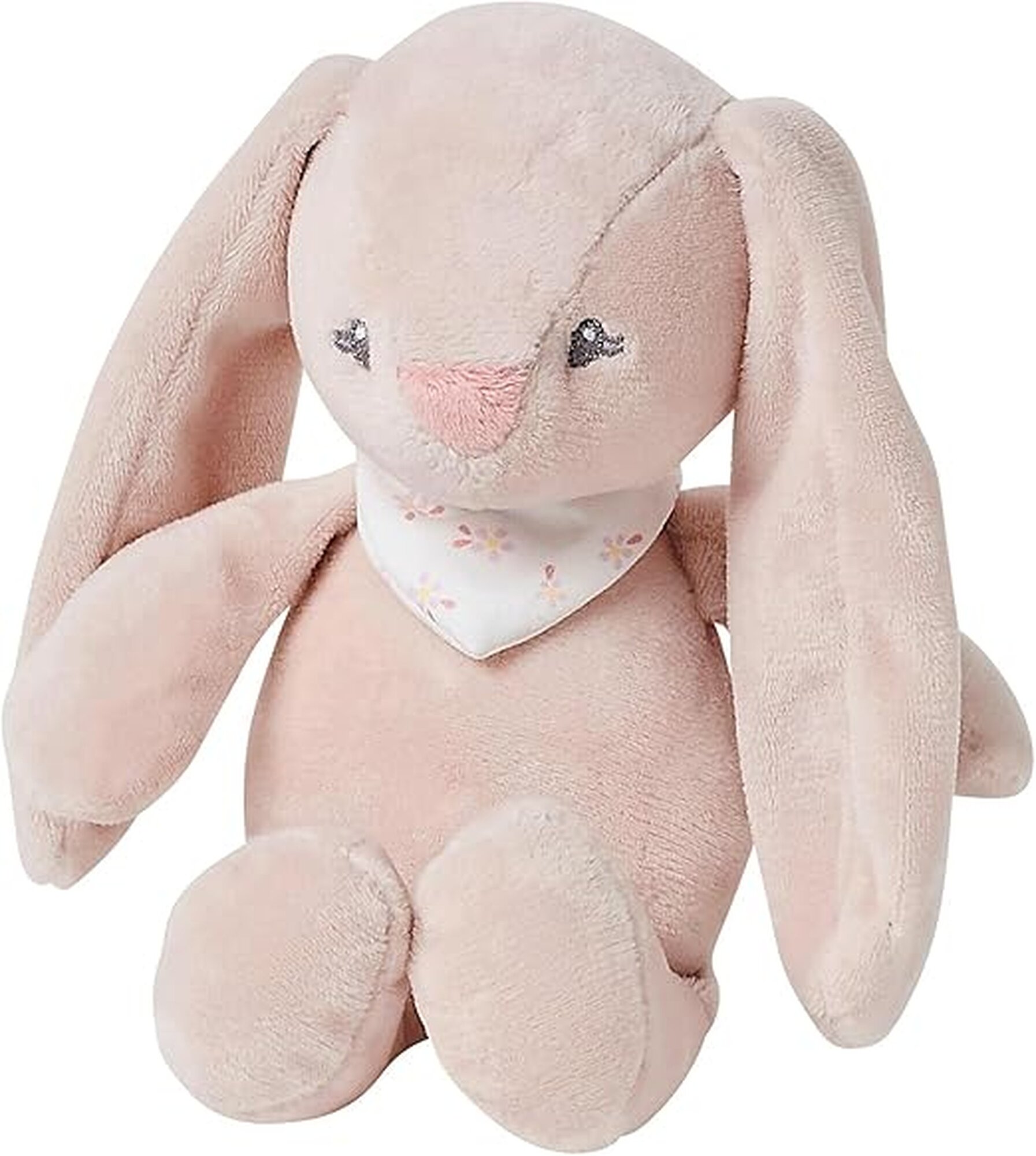 Игрушка мягкая Nattou - Кролик розовый со встроенной погремушкой, 20 см - 485159