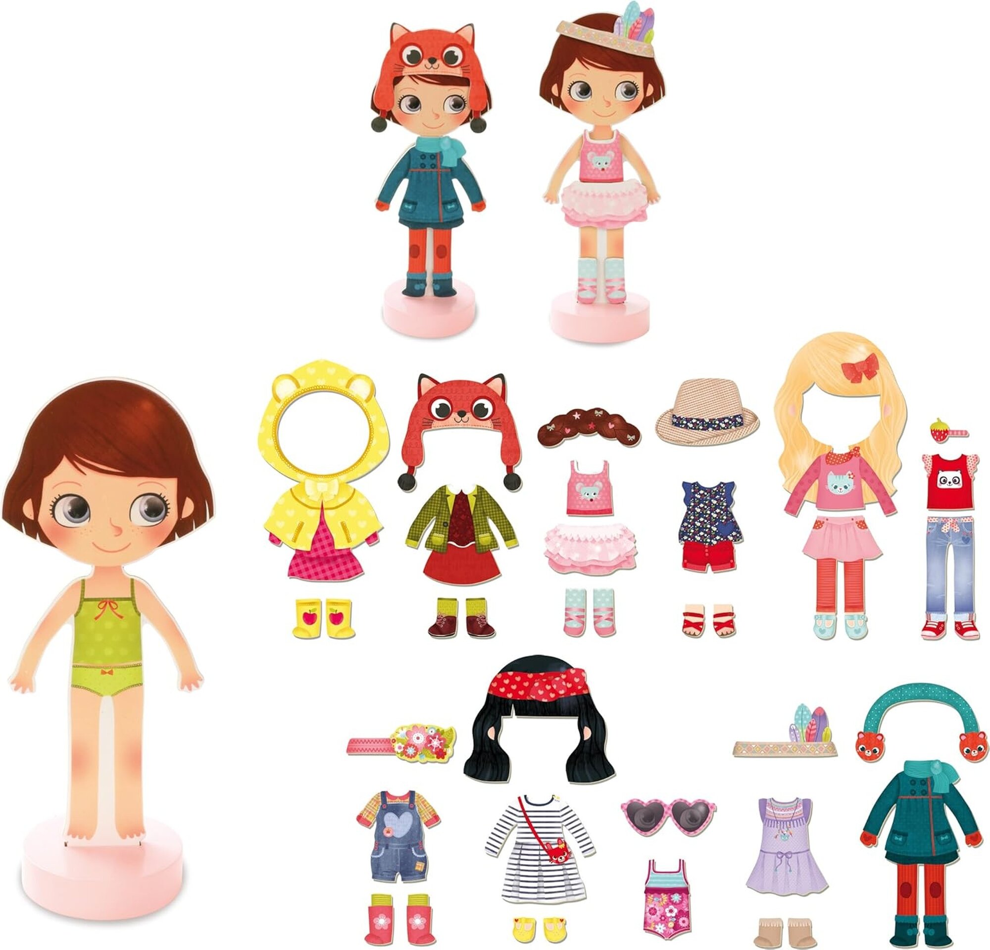 Деревянная игрушка Vilac - Деревянная магнитная кукла с аксессуарами - 2800