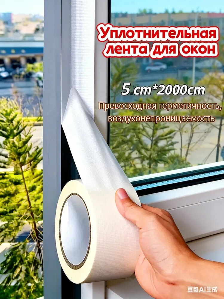 Зимняя уплотнительная лента для окон, 20 метров, белая, сильная адгезия, не оставляет следов
