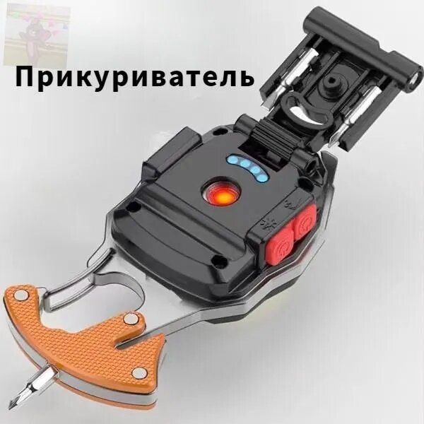 Фонарь-прожектор, мини-фонарик 6W, 700 Лм, USB-зарядка, с магнитом, черный/синий — фото 1