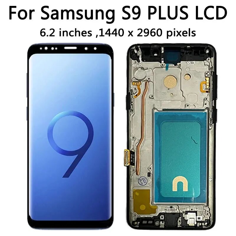 6.2-дюймовый TFT LCD для Samsung Galaxy S9+, Galaxy S9 Plus, G965F, G965F/DS, LCD дисплей с рамкой, сенсорный экран, сборка панели дигитайзера, черный