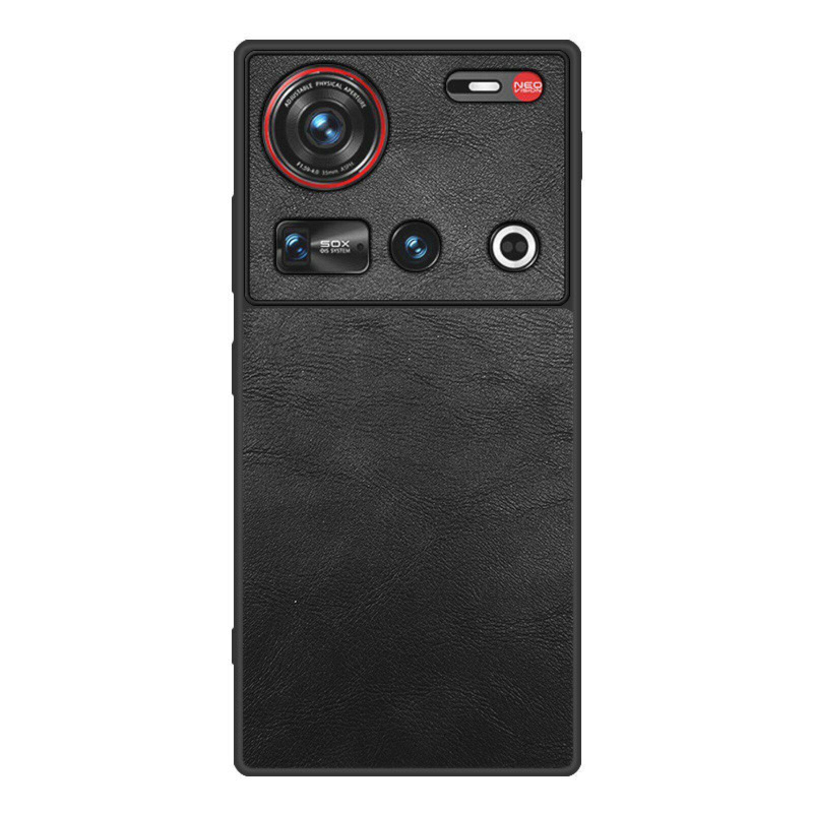 Чехол-накладка MyPads Nobile Paraurti для Nubia Z70S Ultra из прочного пластика и импортной кожи, черный