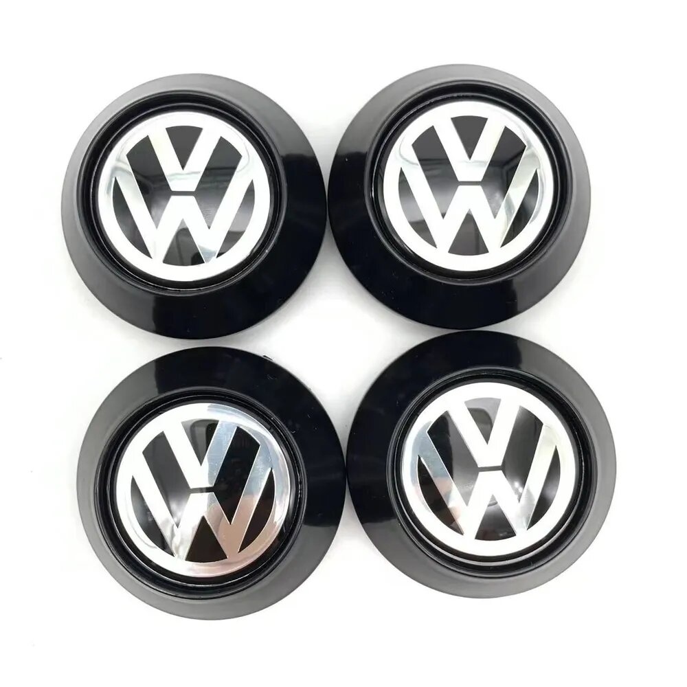 Колпаки ступицы колеса Volkswagen, комплект 4 шт, черные, 60 мм