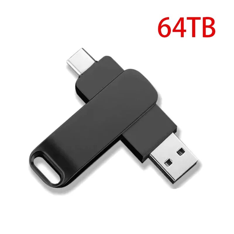 64ТБ USB 2.0 флешка 2-в-1 (USB/Type-C), черная