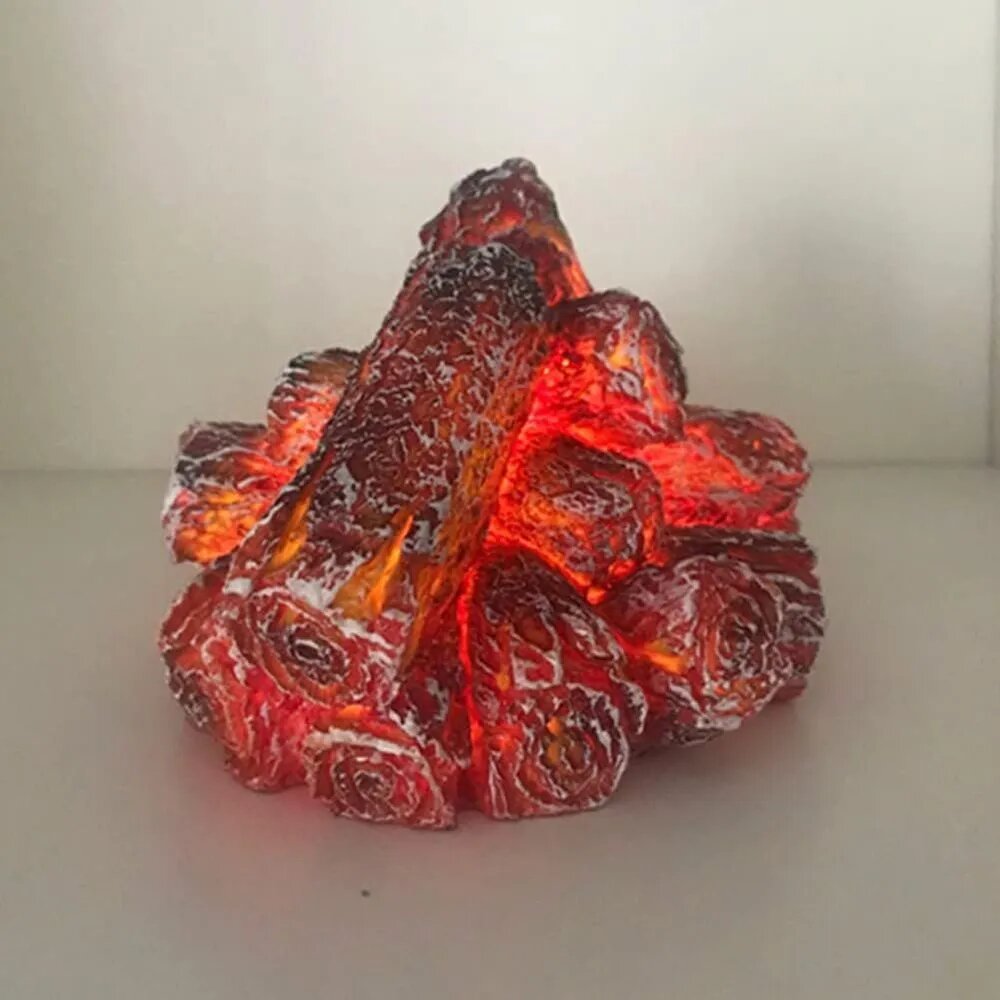 Светильник 3D лампа Костер с эффектом пламени Искусственный огонь Декоративный