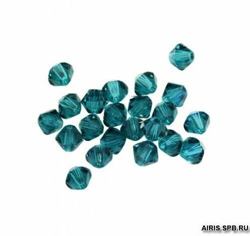 Бусины Swarovski 5328E, форма биконус, цветное стекло, 4 мм, 50 штук. Zircon