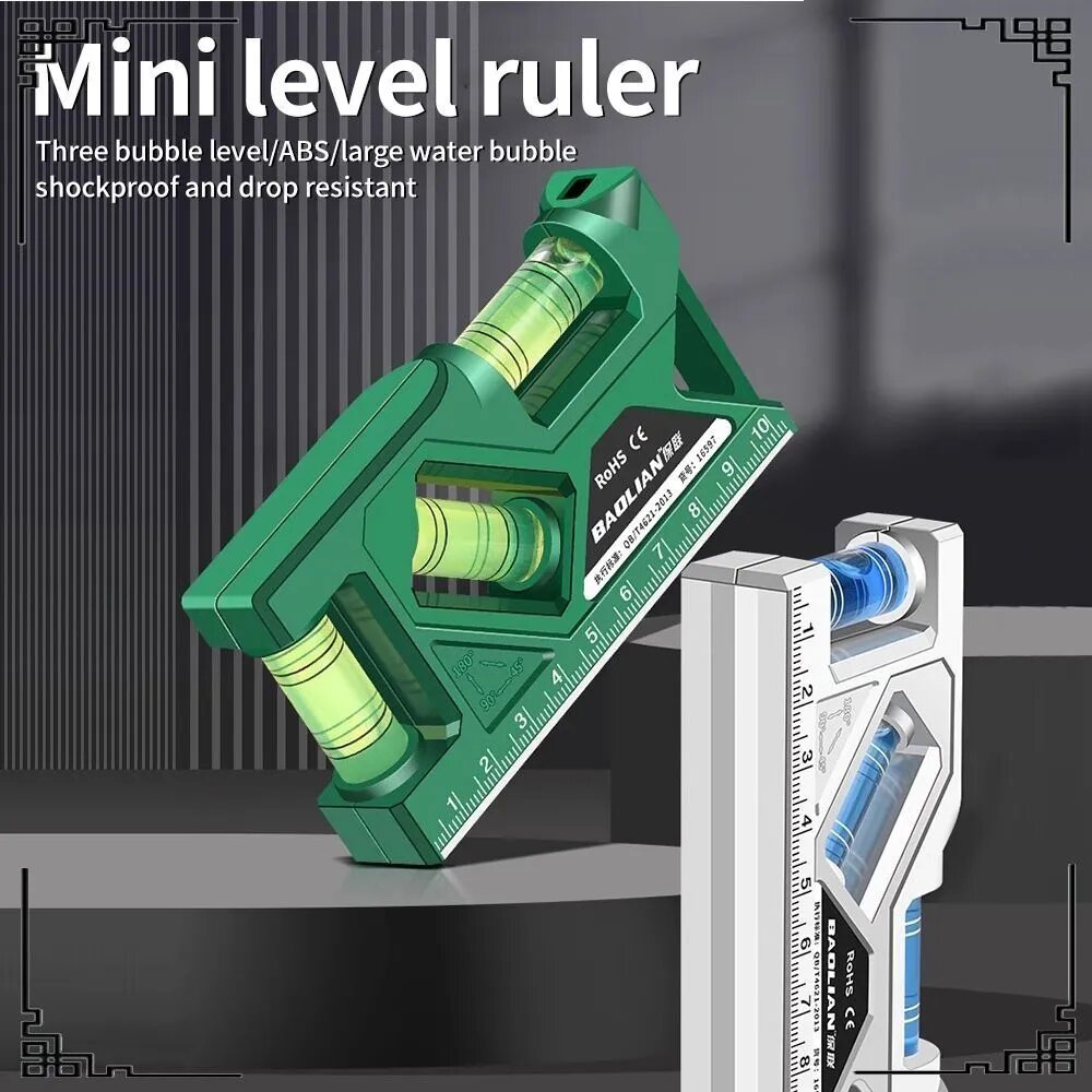 Уровень строительный Рамный 20 см, глазков: 1, 185 г, Mini level ruler, ABS, shockproof and drop resistant