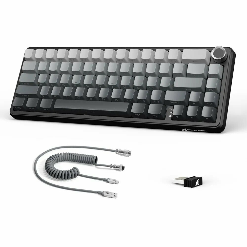 ATTACK SHARK Игровая клавиатура беспроводная X66, (Attack Shark), Английская раскладка, темно-серый