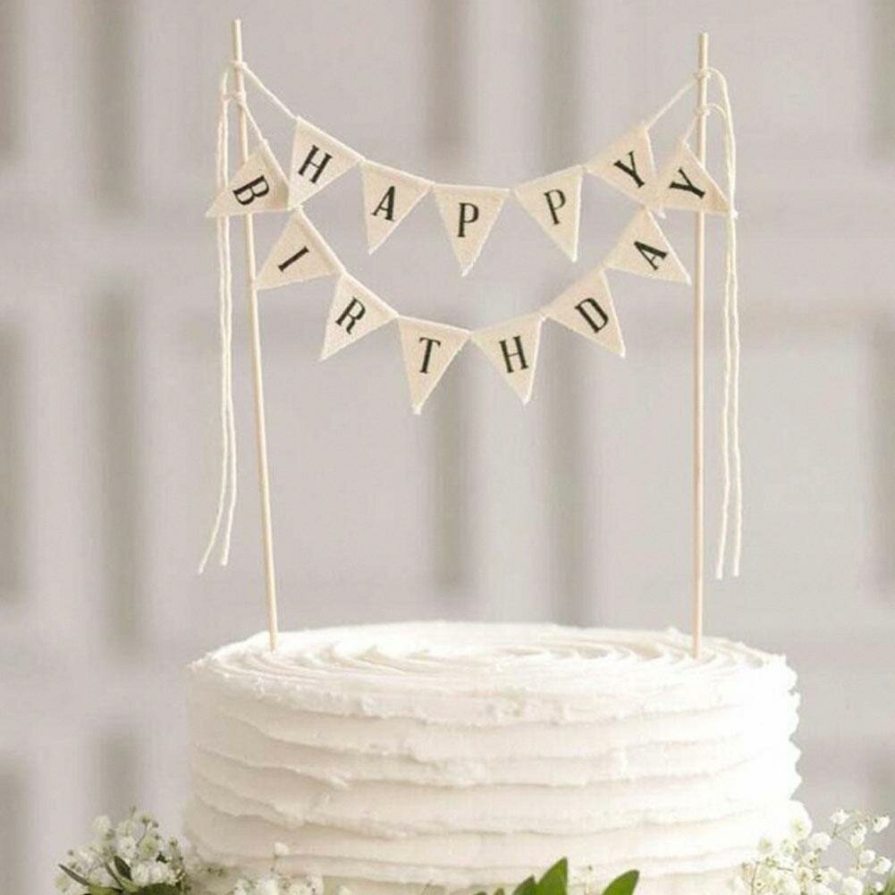 "Happy Birthday" флажки на подвесе, Топпер для торта
