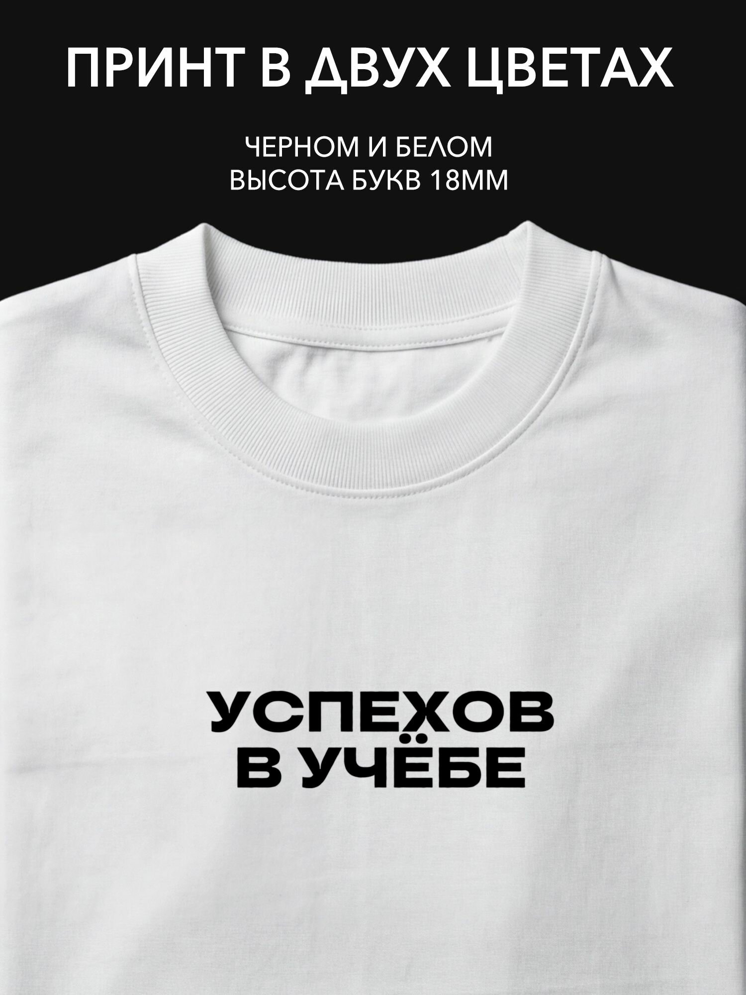 Термопринт надпись "Успехов в учёбе" на футболку для школы и университета, стильный текстовый принт на одежду для студентов