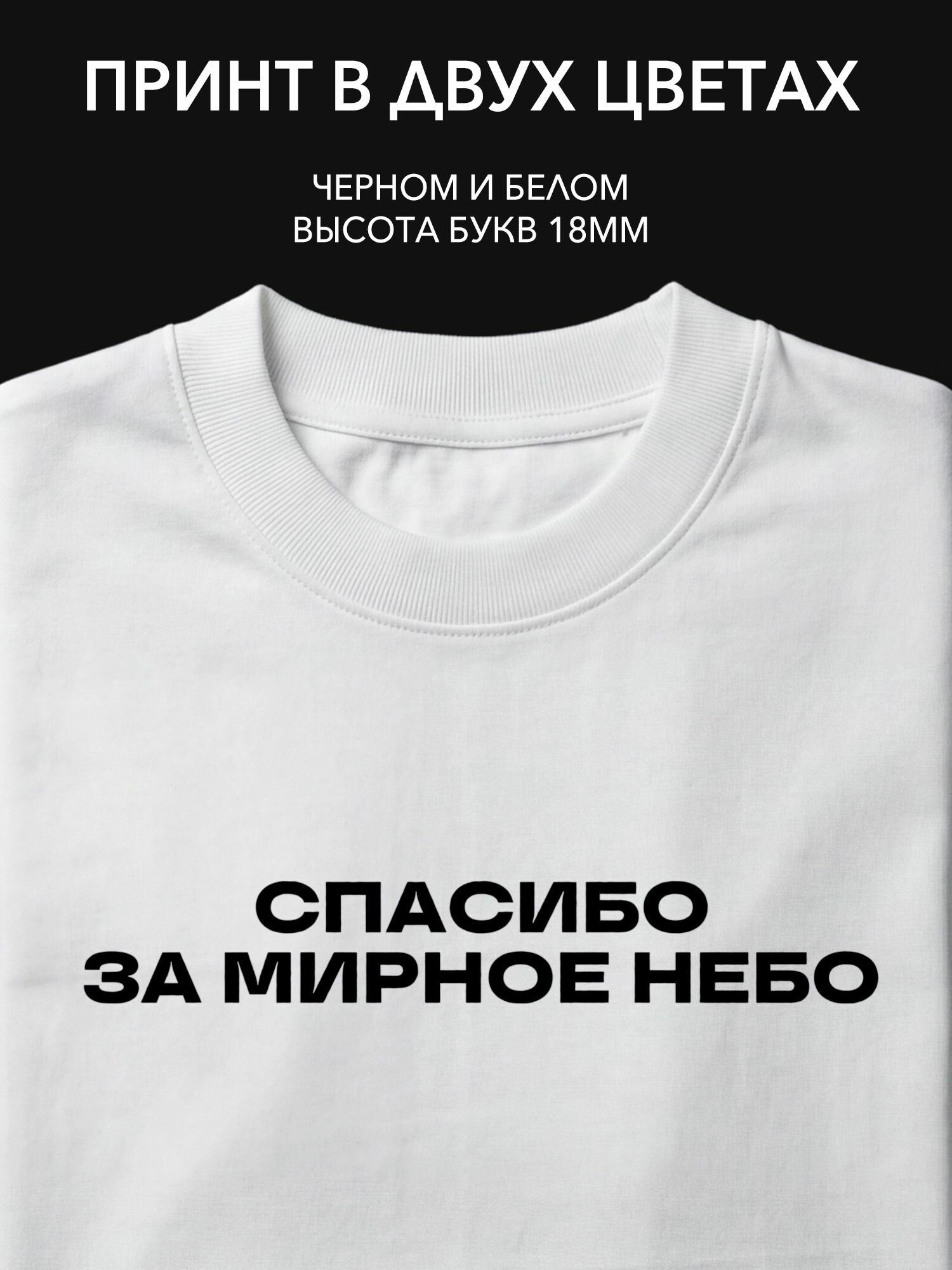 Термопринт "Спасибо за мирное небо" на одежду для памятных дат и событий, принт на футболку, худи, свитшот и шоппер.