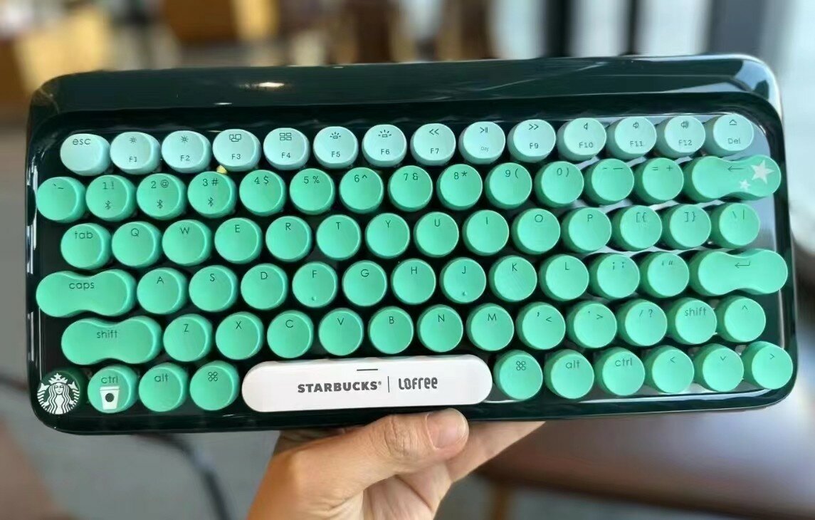 Беспроводная Bluetooth-мышь и механическая клавиатура Lofree от Starbucks, универсальные для ноутбуков Мятно-зеленая